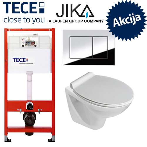 TECE SET JIKA EUROLINE HROM SJAJ TIPKA WC ŠOLJA SA SLIM SOFT CLOSE DASKOM cena Kupatilo i kuhinja